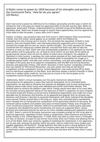 ALevel Russia Example Essays 1894-1941 | Teaching Resources