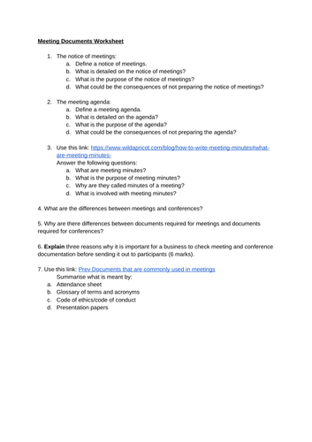 Meeting Documents | Teaching Resources