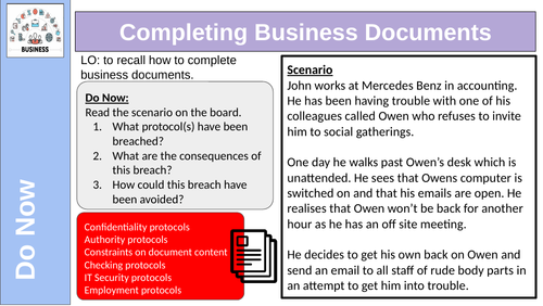 Working in Business Unit 2 OCR CTech (2 of 2) | Teaching Resources