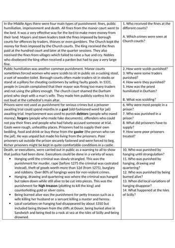 Medieval punishments - Crime and Punishment | Teaching Resources