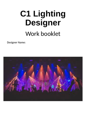 GCSE Drama Component 1 Lighting Designer Workbook | Teaching Resources