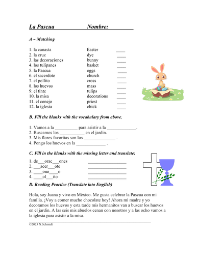 Pascua: Spanish Easter Fun Worksheet | Teaching Resources