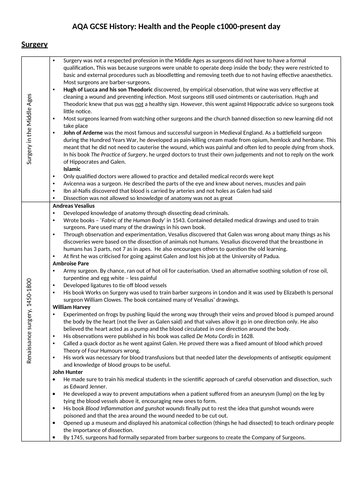 AQA GCSE History: Health and the People revision guide | Teaching Resources
