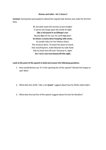 KS3 Romeo and Juliet | Teaching Resources