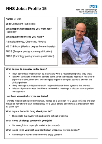 NHS Careers Profiles - Clinical Roles | Teaching Resources