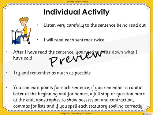 Sentence Dictation 3 - Year 2 | Teaching Resources