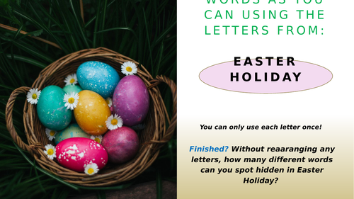 Easter activities pack/lesson. KS3 & KS4. Easter quiz, wordsearch ...