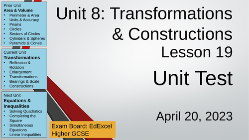 EdExcel GCSE Higher Unit 8 - Transformations & Constructions | Teaching ...