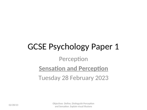 AQA GCSE Psychology Perception - Full topic lessons and resources ...