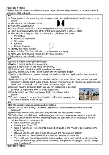 AQA GCSE Psychology Perception - Full topic lessons and resources ...