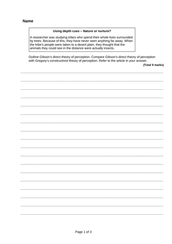 AQA GCSE Psychology Perception - Full topic lessons and resources ...