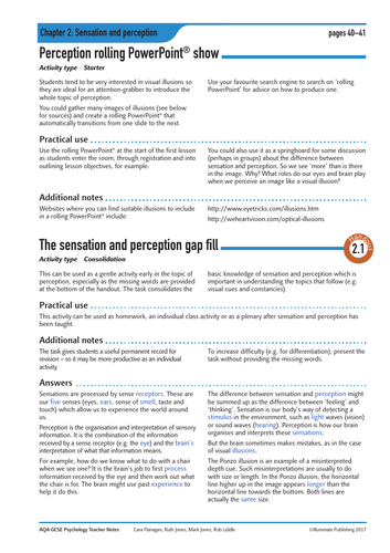 AQA GCSE Psychology Perception - Full topic lessons and resources ...