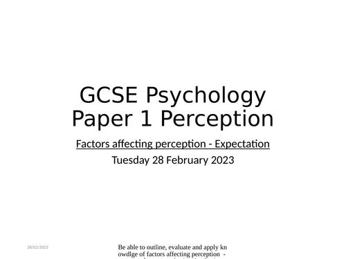AQA GCSE Psychology Perception - Full topic lessons and resources ...