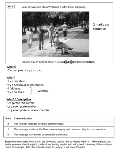 AQA French GCSE Foundation Writing Paper Practice | Teaching Resources