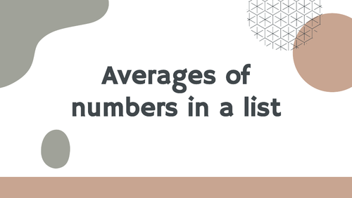Averages | Teaching Resources