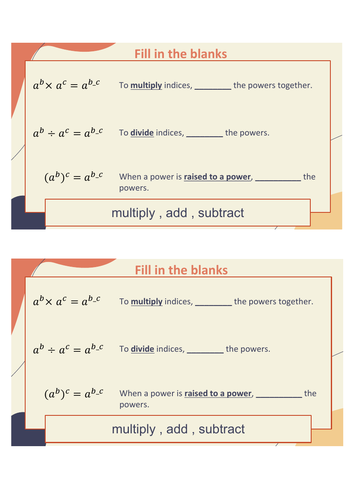 Rules of indices | Teaching Resources