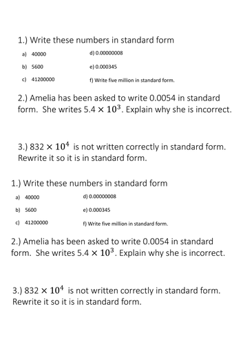 standard form | Teaching Resources