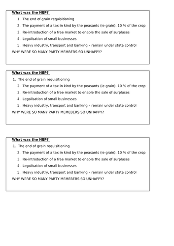 The New Economic Policy (NEP) Lenin's Russia | Teaching Resources