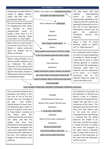 The Tempest Act 1 Scene 1 Fully Annotated | Teaching Resources