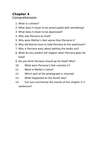 The Breadwinner book unit | Teaching Resources