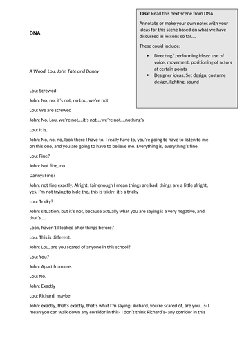 D Kelly's DNA - Script Annotation. | Teaching Resources