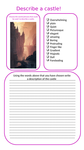 Mini descriptive writing task | Teaching Resources