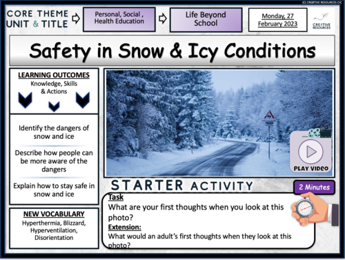 Personal Safety in winter: Snow & Frozen Rivers Ice PSHE | Teaching ...