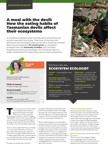 Ecosystem ecology: how Tasmanian devils impact their ecosystems ...