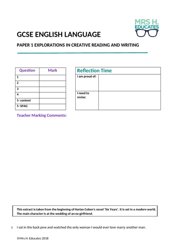 GCSE English Language Paper 1- Six Years | Teaching Resources