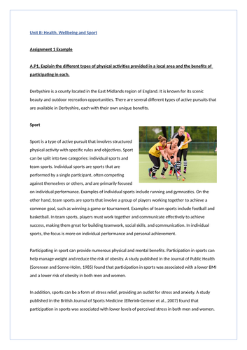BTEC L3 Sports Coaching and Development - Unit B Health, Wellbeing and ...
