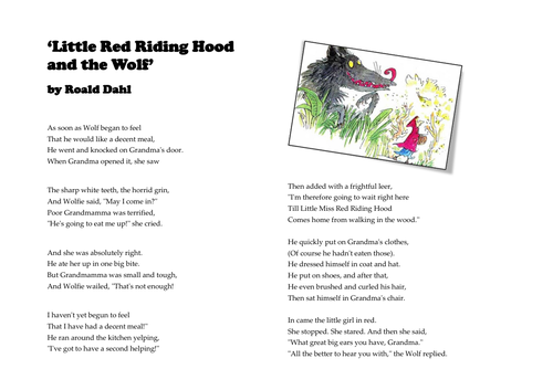 Revolting Rhymes Little Red Riding Hood and the Wolf - Whole Class ...