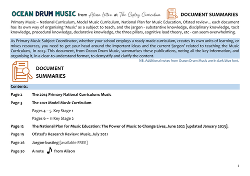 Model Music Curriculum & More, summarised to save you time. | Teaching ...