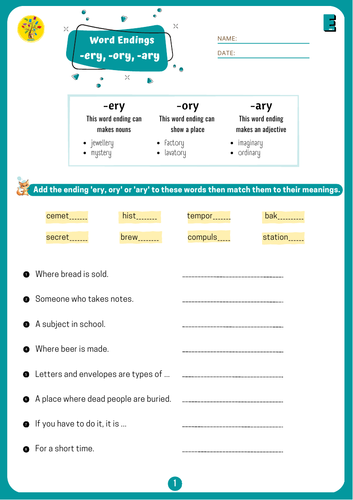 Word Endings for Ages 10-11 | Teaching Resources