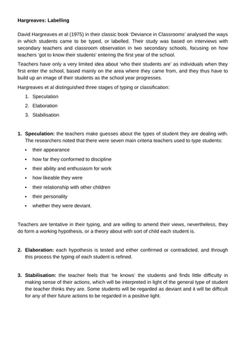 AQA A Level Sociology Education Topic 3 Relationships and Processes ...