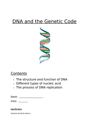 CCEA Life and Health Sciences DNA and the Genetic Code | Teaching Resources