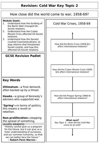 EDXCL Cold War Topic 2 Revision Booklet | Teaching Resources