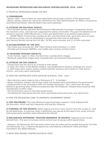 How did the Bolsheviks Consolidate Power? | Teaching Resources