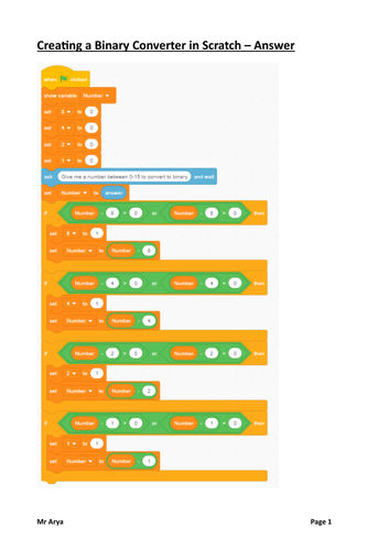 Scratch - Create a Binary Converter (step-by-step) | Teaching Resources