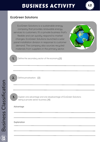 Igcse Business Unit 1 2 Business Classification Teaching Resources