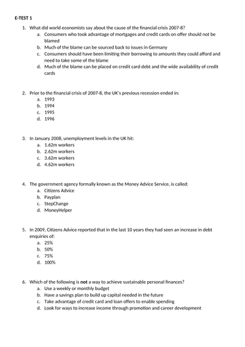 LIBF Practice E-Tests Unit 3 BUNDLE X3 with Answers | Teaching Resources
