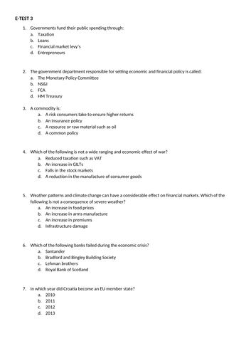 LIBF Practice E-Tests Unit 3 BUNDLE X3 with Answers | Teaching Resources