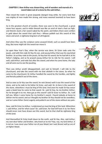 Year 7 Arthurian Tales - The Sword in the Stone | Teaching Resources