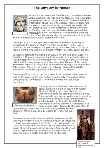 Year 9 Poetry - Homer's The Odyssey and the muses | Teaching Resources