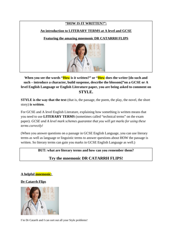 LITERARY TERMS and how to use them | Teaching Resources