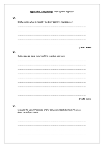 A-Level Psychology - THE COGNITIVE APPROACH [Approaches in Psychology ...