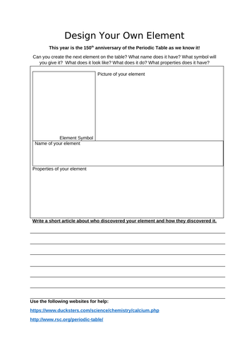 Design your own element | Teaching Resources