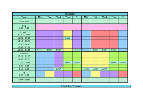 Timetable template | Teaching Resources