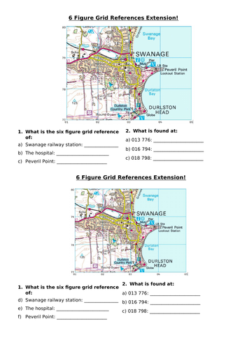 Map Skills: 6 Figure Grid References | Teaching Resources