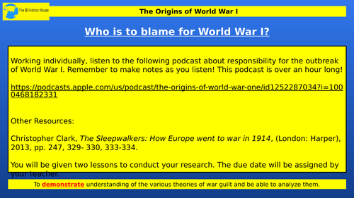 IB History - Causes of WW I Essay | Teaching Resources