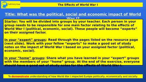 IB History - Effects of World War I | Teaching Resources